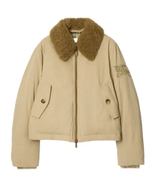 Burberry Shearling Collar Gabardine Jacket