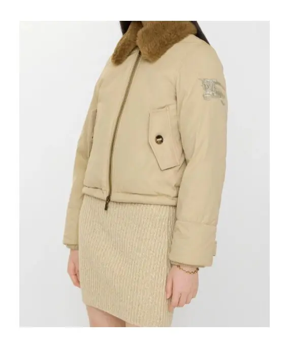 Burberry Shearling Collar Gabardine Jacket