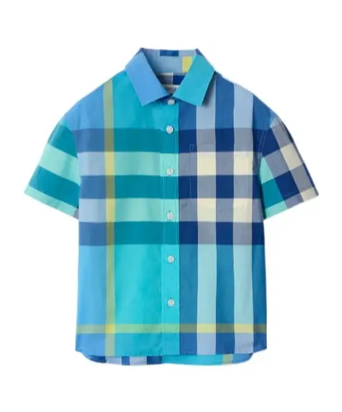 Burberry Check Cotton Shirt - Bright Turquoise
