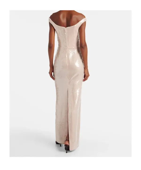 Roland Mouret Sequined Off-shoulder Gown