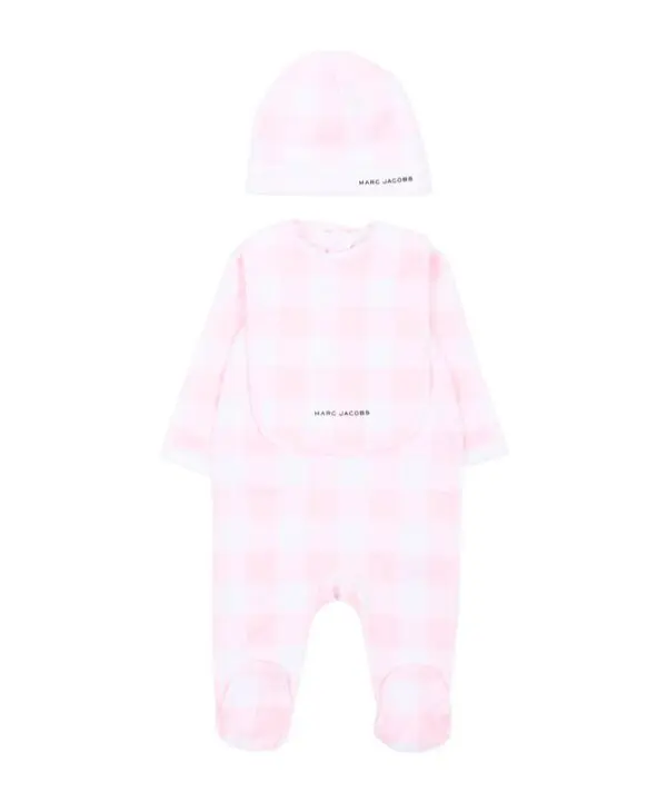Marc Jacobs Checked-pattern Collared Babygrow Set - Pink