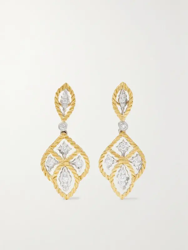 Buccellati Toilée 18-karat Yellow And White Diamond Earrings - Gold