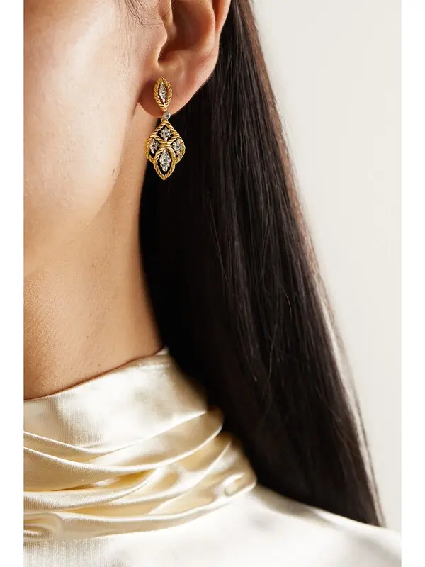 Buccellati Toilée 18-karat Yellow And White Diamond Earrings
