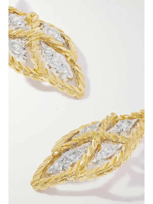 Buccellati Toilée 18-karat Yellow And White Diamond Earrings