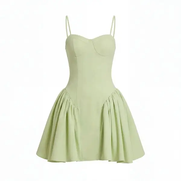 Mac Duggal Spaghetti Strap Sweetheart Neck Mini Dress - Green