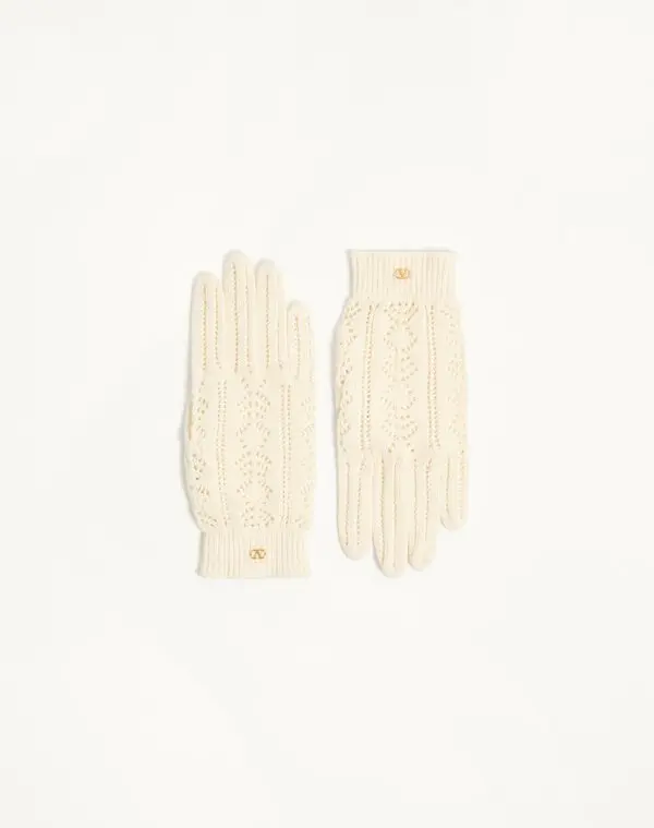 Valentino Garavani Knitted Gloves With Vlogo Signature - Birch