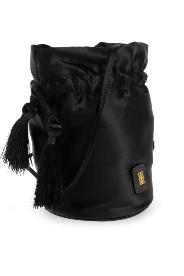 BY MALENE BIRGER Satin Drawstring Bucket Bag With Tassels