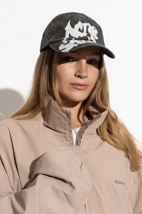 Acne Studios Cotton Baseball Cap With Graffiti Print