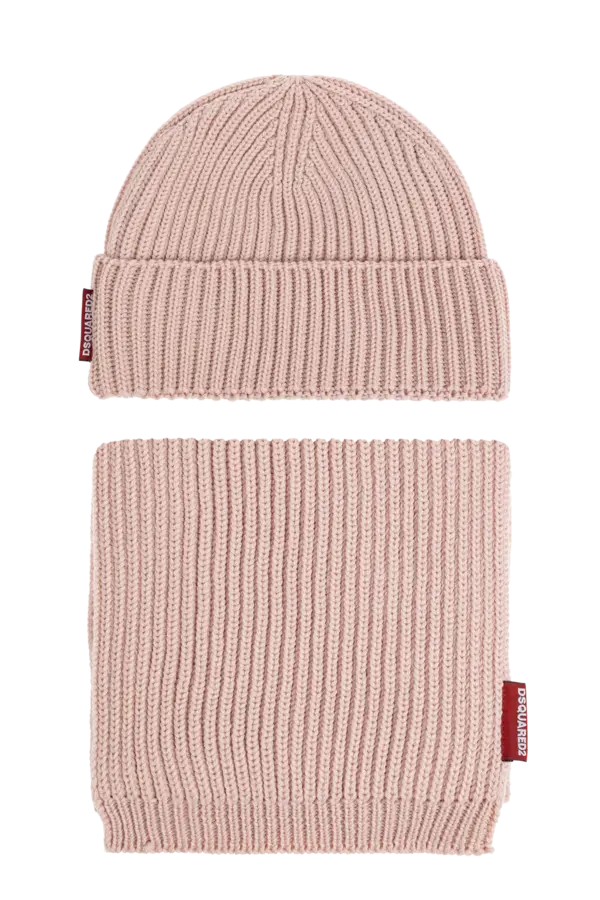 Dsquared2 Wool Set: Hat And Scarf - Pink