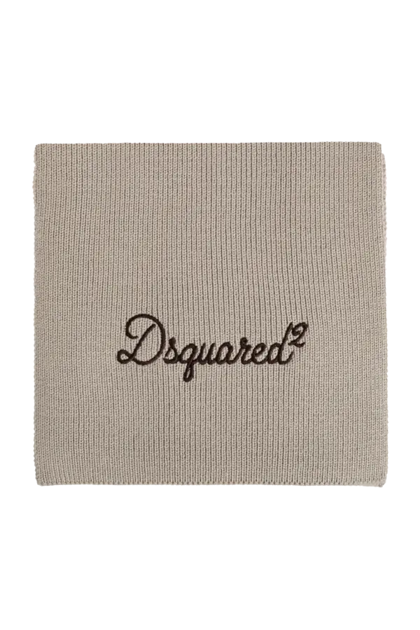 Dsquared2 Wool Scarf With Embroidered Logo - Grey