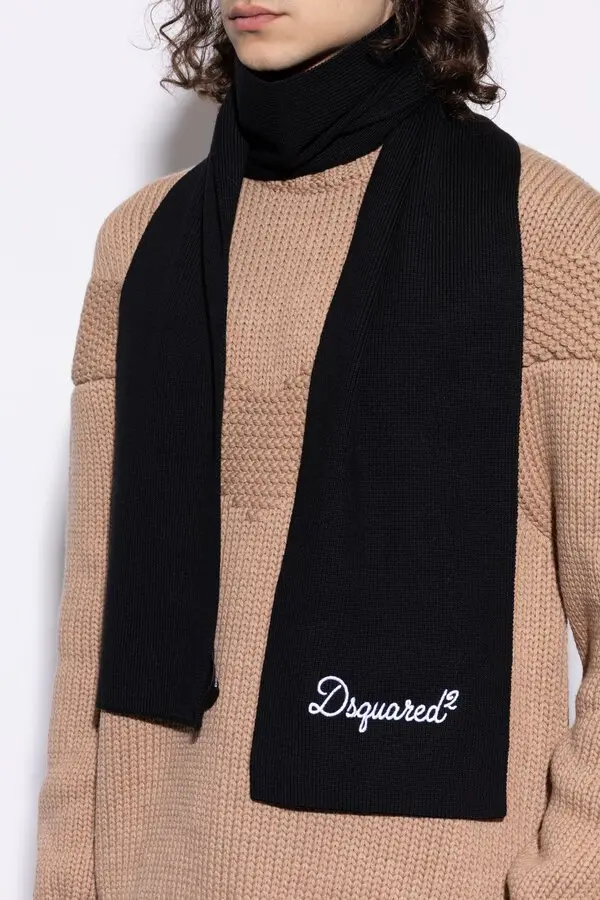 Dsquared2 Wool Scarf With Embroidered Logo