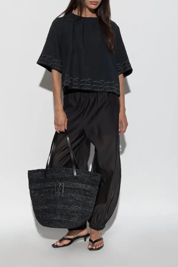BY MALENE BIRGER Marian" Embroidered Linen Top - Black