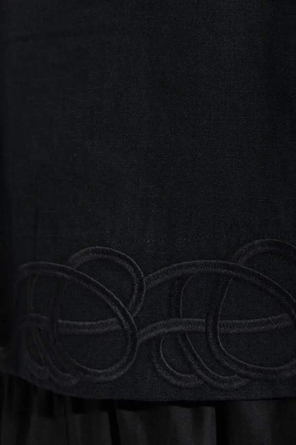 BY MALENE BIRGER Marian" Embroidered Linen Top - Black
