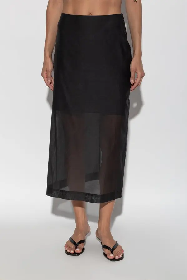BY MALENE BIRGER Cotton Silk Pencil Skirt With Sheer Panel