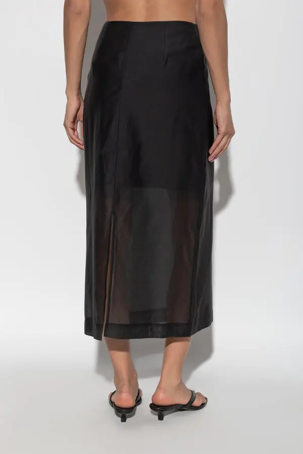 BY MALENE BIRGER Cotton Silk Pencil Skirt With Sheer Panel