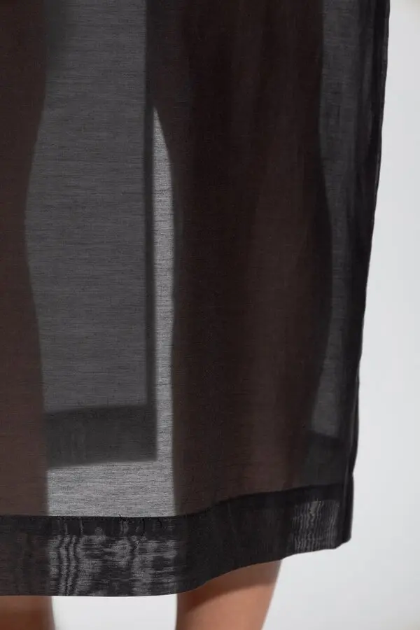 BY MALENE BIRGER Cotton Silk Pencil Skirt With Sheer Panel