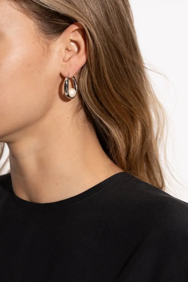 Kate Spade New York Hoop Earrings With Glass Pearl Accent - Silver