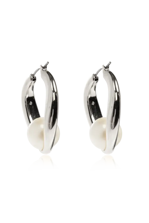 Kate Spade New York Hoop Earrings With Glass Pearl Accent - Silver