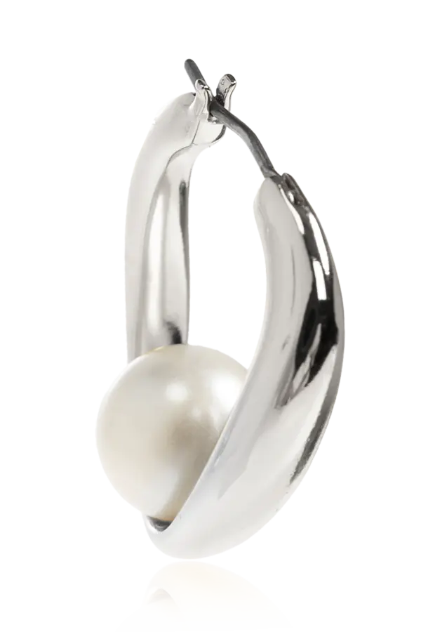 Kate Spade New York Hoop Earrings With Glass Pearl Accent - Silver