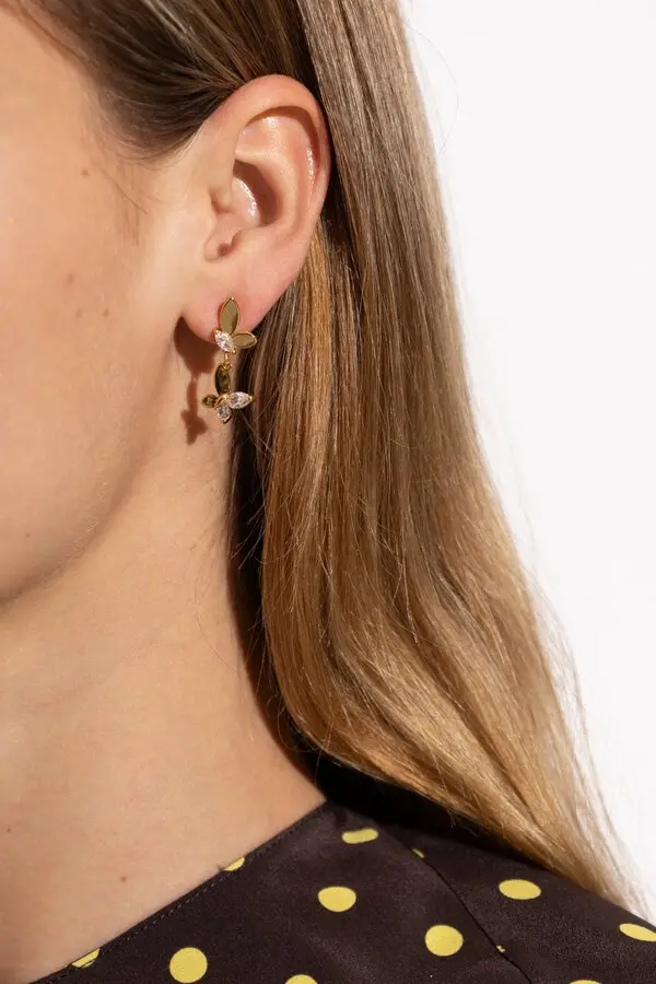 Kate Spade New York Golden Butterfly And Crystal Drop Earrings