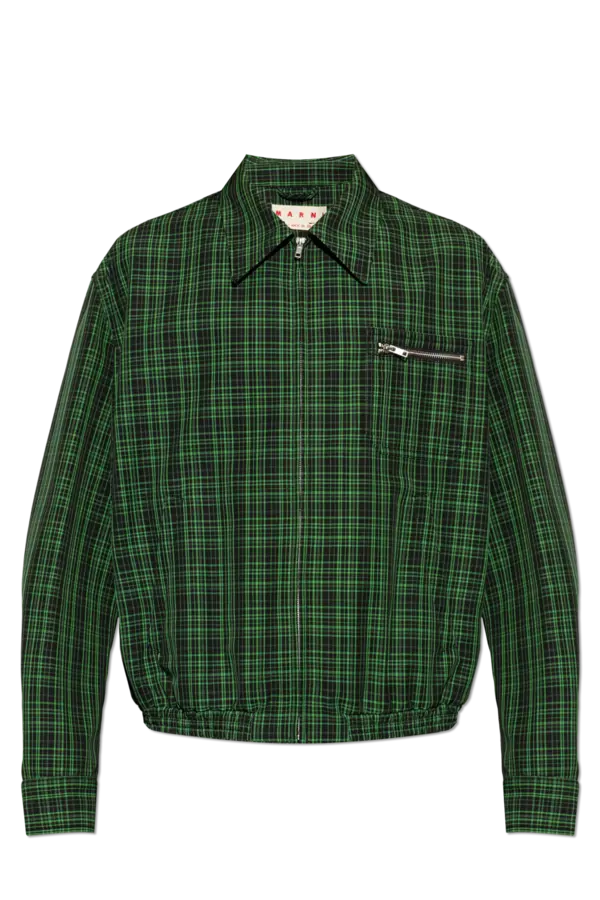 Marni Plaid Wool-cotton Blend Jacket