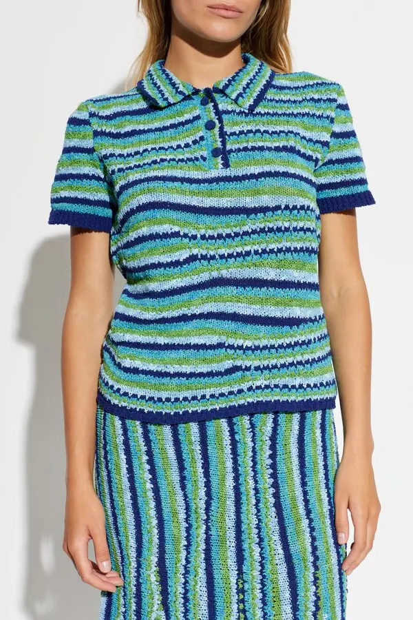 Tory Burch Polo With Decorative Knit