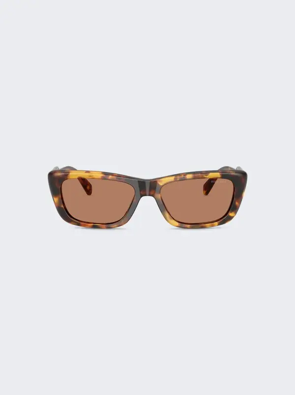 Miu Miu Honey Havana Acetate Rectangular Sunglasses