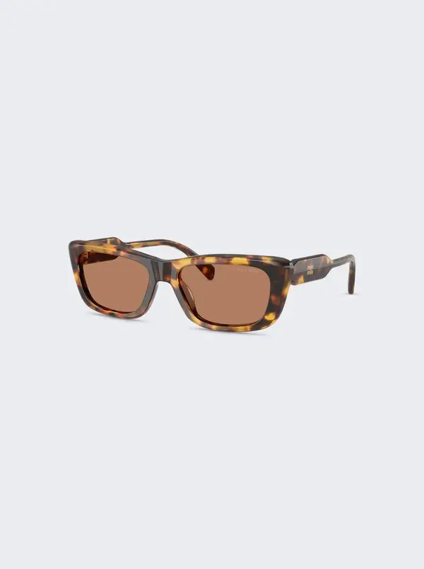 Miu Miu Honey Havana Acetate Rectangular Sunglasses