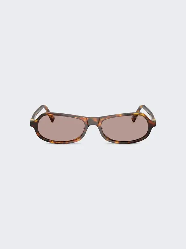 Miu Miu Acetate Geometric Sunglasses With Logo Detail - Brown