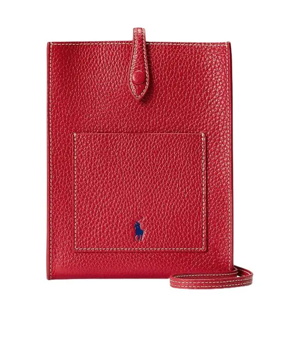 Polo Ralph Lauren Pebbled Leather Crossbody Bag - Red