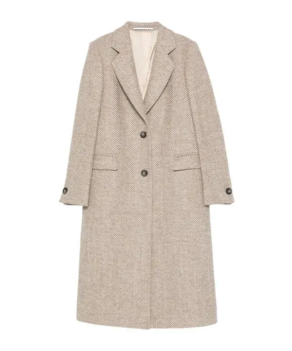 Tagliatore Long-sleeved Herringbone Coat