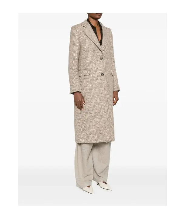 Tagliatore Long-sleeved Herringbone Coat