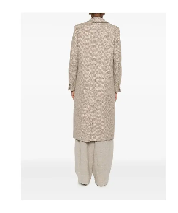 Tagliatore Long-sleeved Herringbone Coat