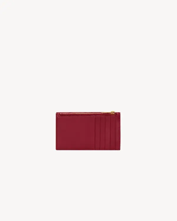 Saint Laurent Cassandre Quilted Leather Card Holder - Deep Red