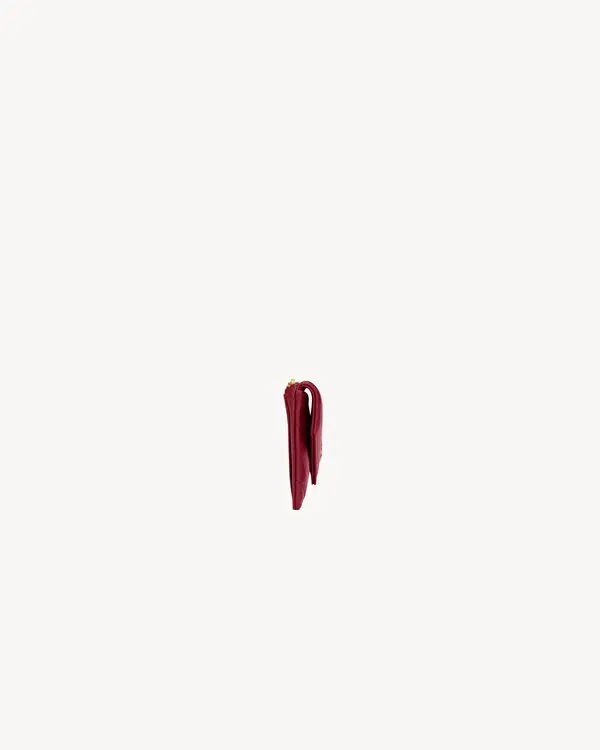 Saint Laurent Cassandre Quilted Leather Card Holder - Deep Red