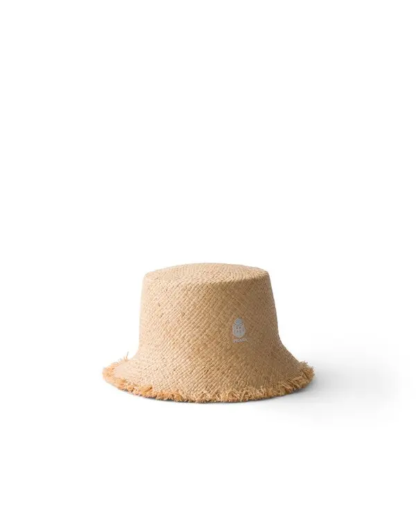 Prada Raffia Bucket Hat - Neutral
