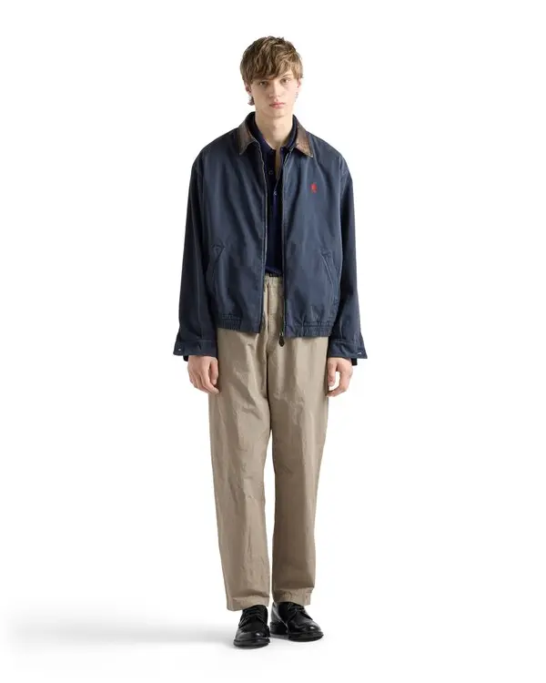 Prada Cotton Jacket With Leather Detail