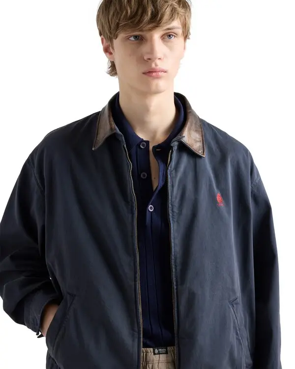 Prada Cotton Jacket With Leather Detail