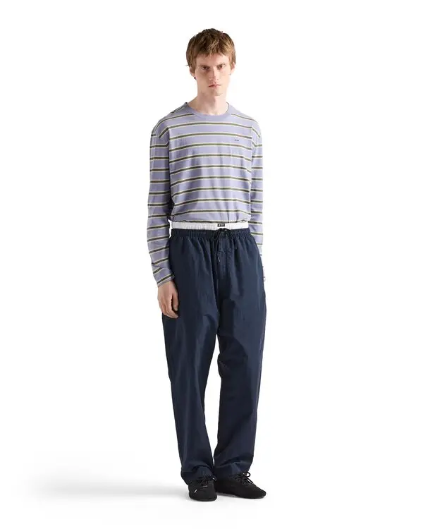Prada Linen Blend Wide Leg Trousers