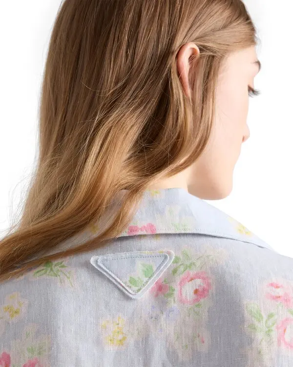 Prada Floral Print Linen Shirt