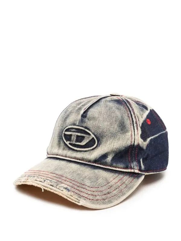 DIESEL® Cotton Baseball Cap With Embroidered Logo - Blue