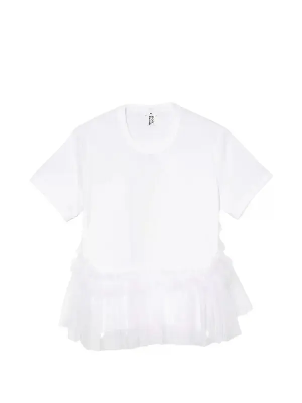 Noir Kei Ninomiya Ruffled Tulle Trim T-shirt - White