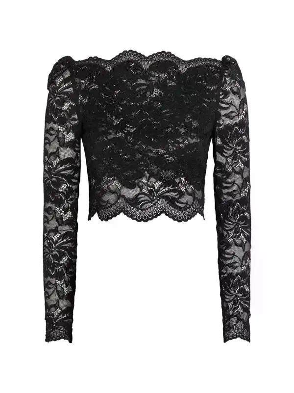 Rabanne Scalloped Lace Off-the-shoulder Top - Black