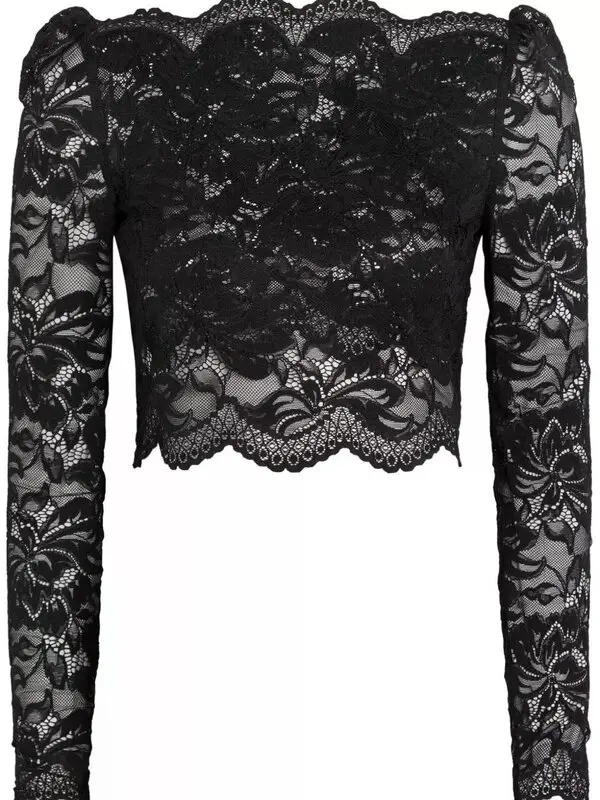 Rabanne Scalloped Lace Off-the-shoulder Top - Black