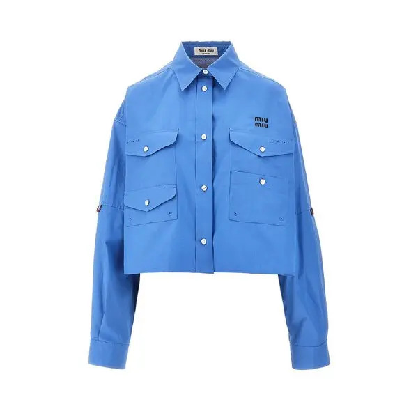 Miu Miu Boxy Fit Shirt With Cargo Pockets