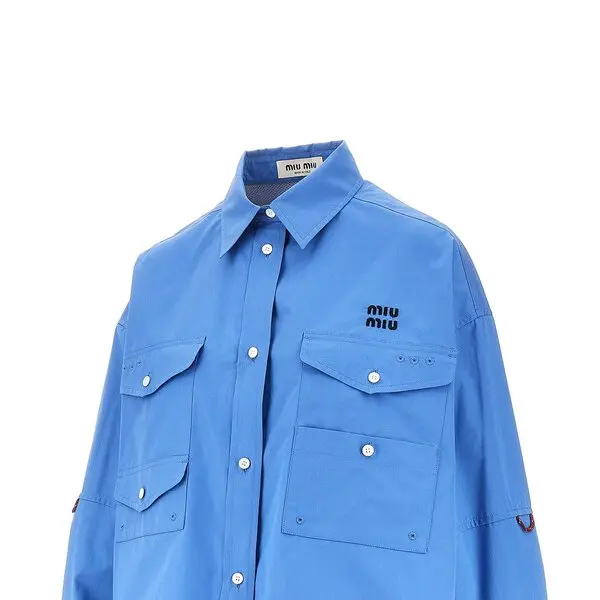 Miu Miu Boxy Fit Shirt With Cargo Pockets