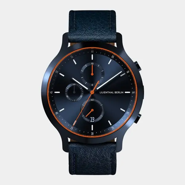 Lilienthal Berlin Chronograph Watch With Orange Leather Strap