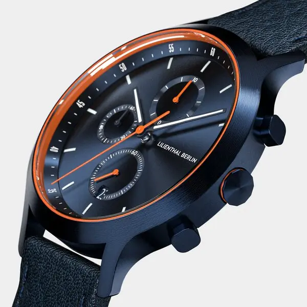 Lilienthal Berlin Chronograph Watch With Orange Leather Strap