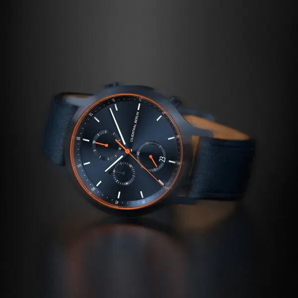 Lilienthal Berlin Chronograph Watch With Orange Leather Strap
