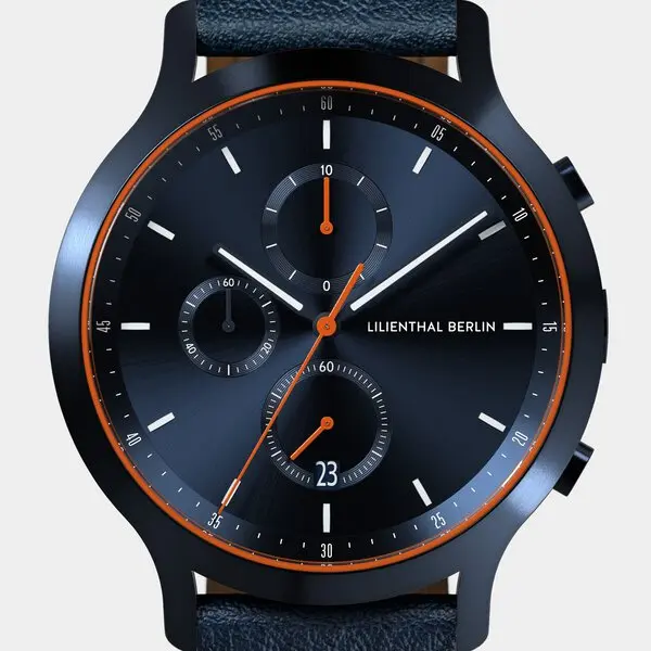 Lilienthal Berlin Chronograph Watch With Orange Leather Strap